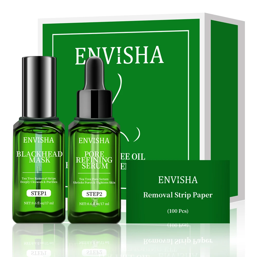 ENVISHA Blackhead Removing Kit - Tea Tree Oil & Pore Strips
