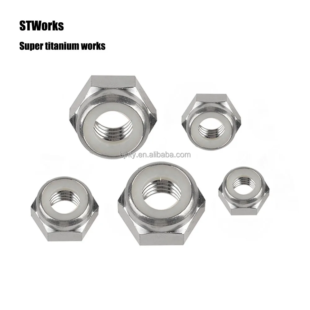 M4 M5 M6 M8 High Strength DIN985 Nylon Insert Hex Lock Titanium Gr5 TC4 Ti-6al-4v Nylon Lock ...