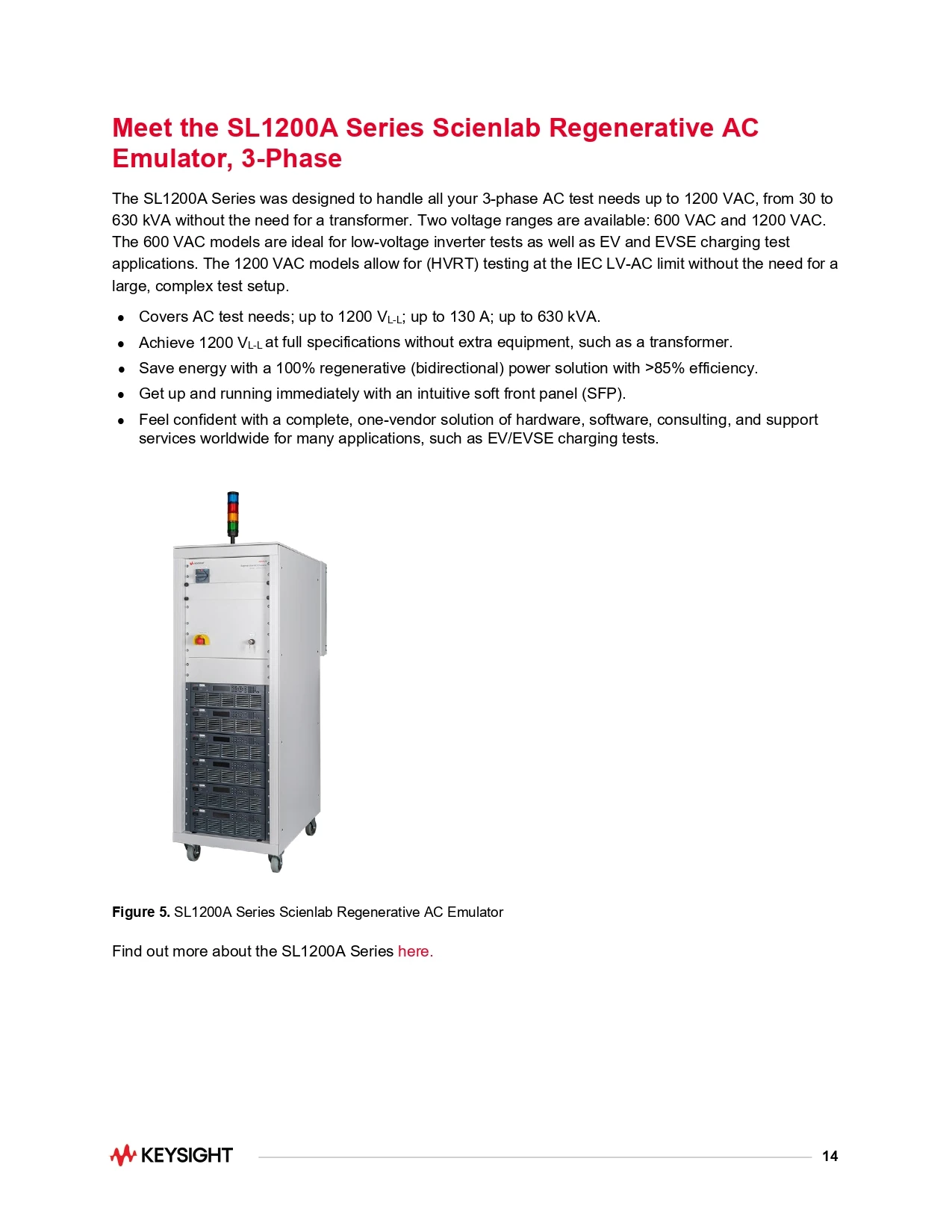 Keysight SL1202A Scienlab Regenerative AC Emulator, 600 VAC, 63 A, 45 ...
