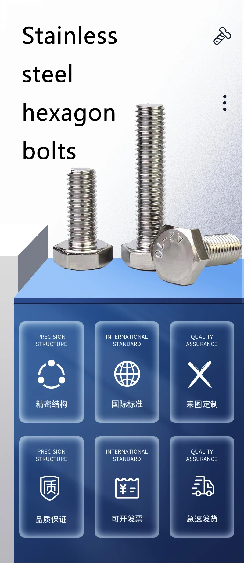 Ss304 Stainless Steel Hex Bolt M36 Din933 Hex Bolt For Industry - Buy ...