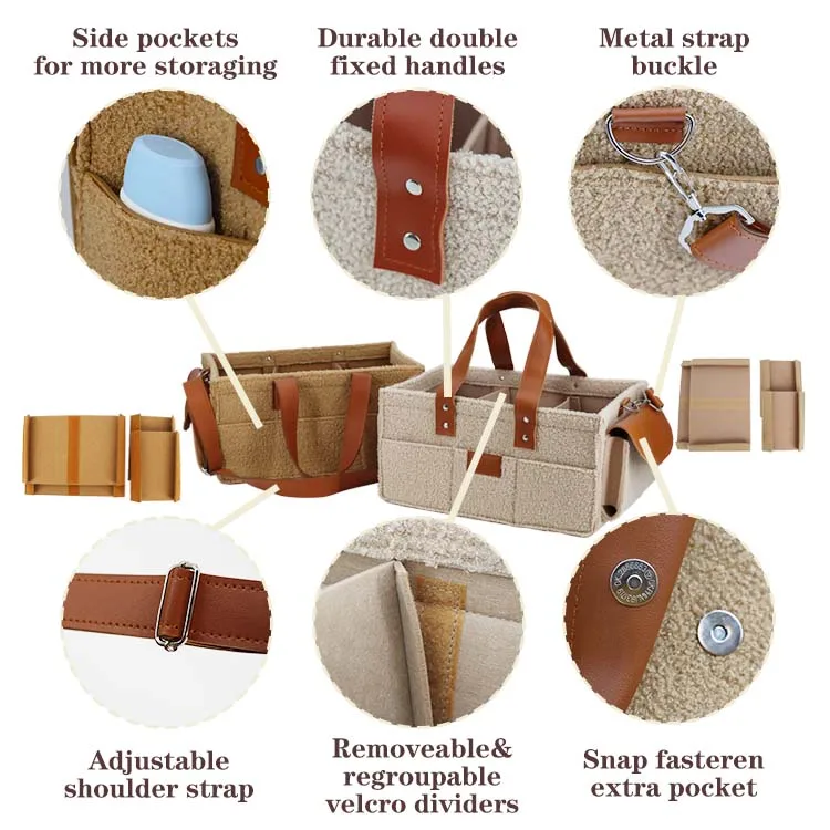 Portable Soft Teddy Diaper Caddy Versatile Nursery Basket for Diapers ...