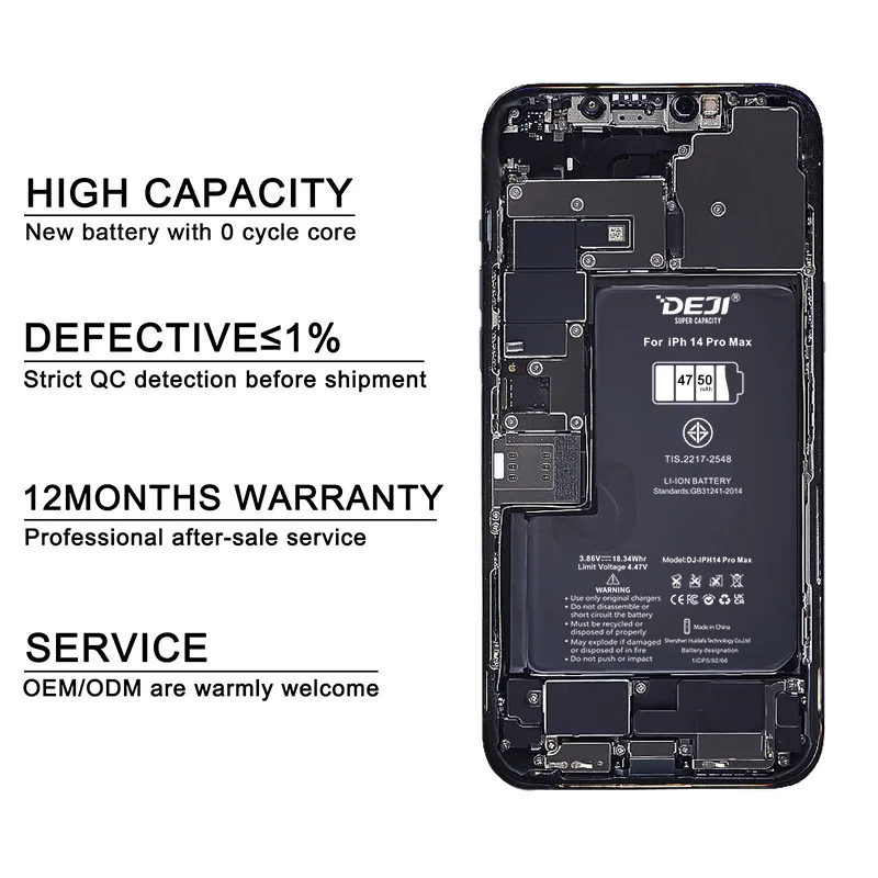 DEJI Digitale Battery for Iphone 14 Pro Max - 4750mah