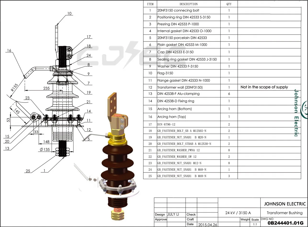 DIN 42533 High Voltage Transformer Bushing - ISO9001