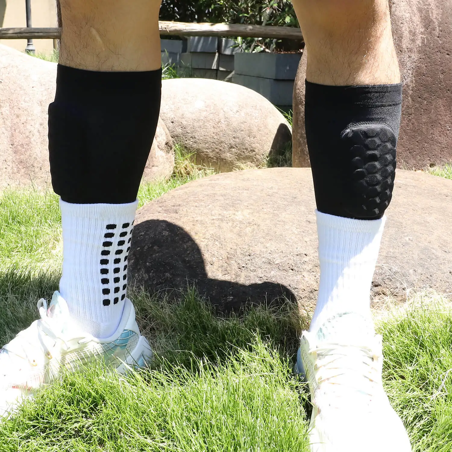 Custom Non Slip Calf Protector Sleeve - EVA Foam Soccer Shin Guards