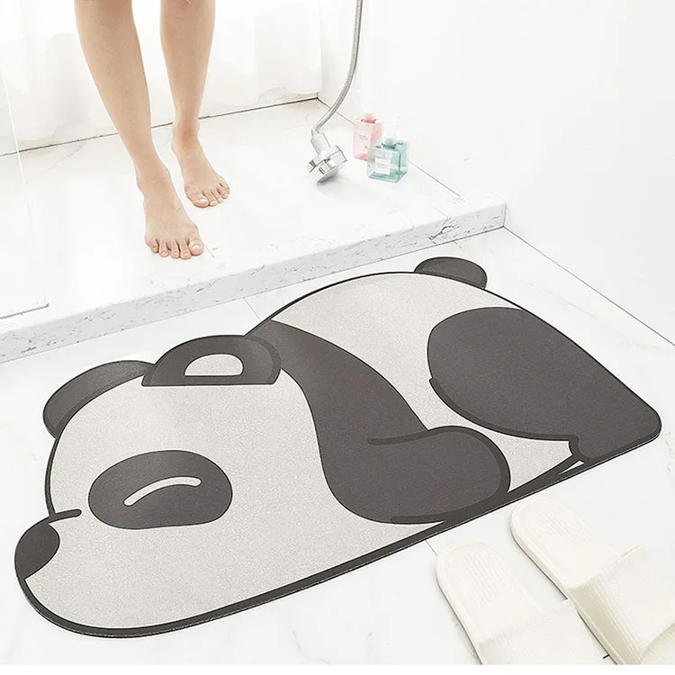 Cute Panda Animal Cartoon Diatomite Bath Mat Non-slip Fast Absorbent ...