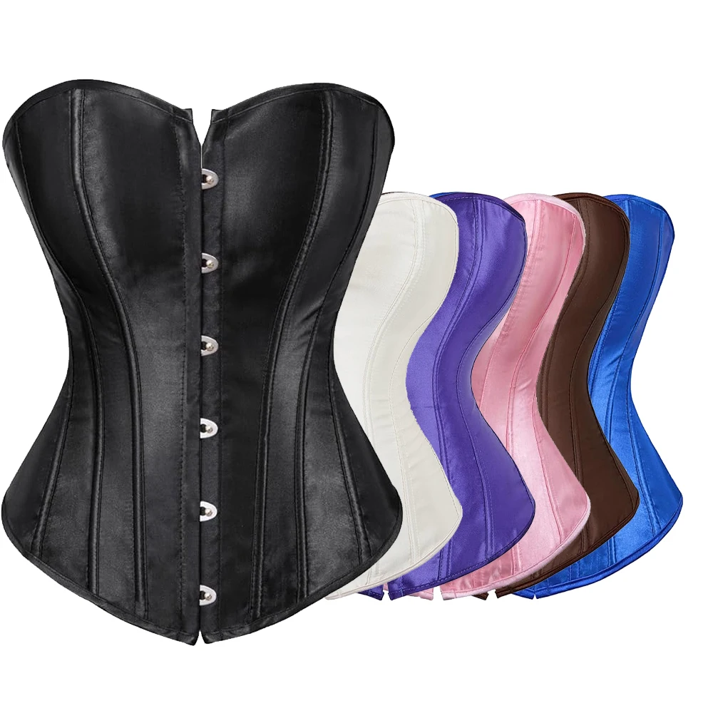 Multiple Colour Bustier Satin Lace Back Push Up Strapless Body Shaper ...