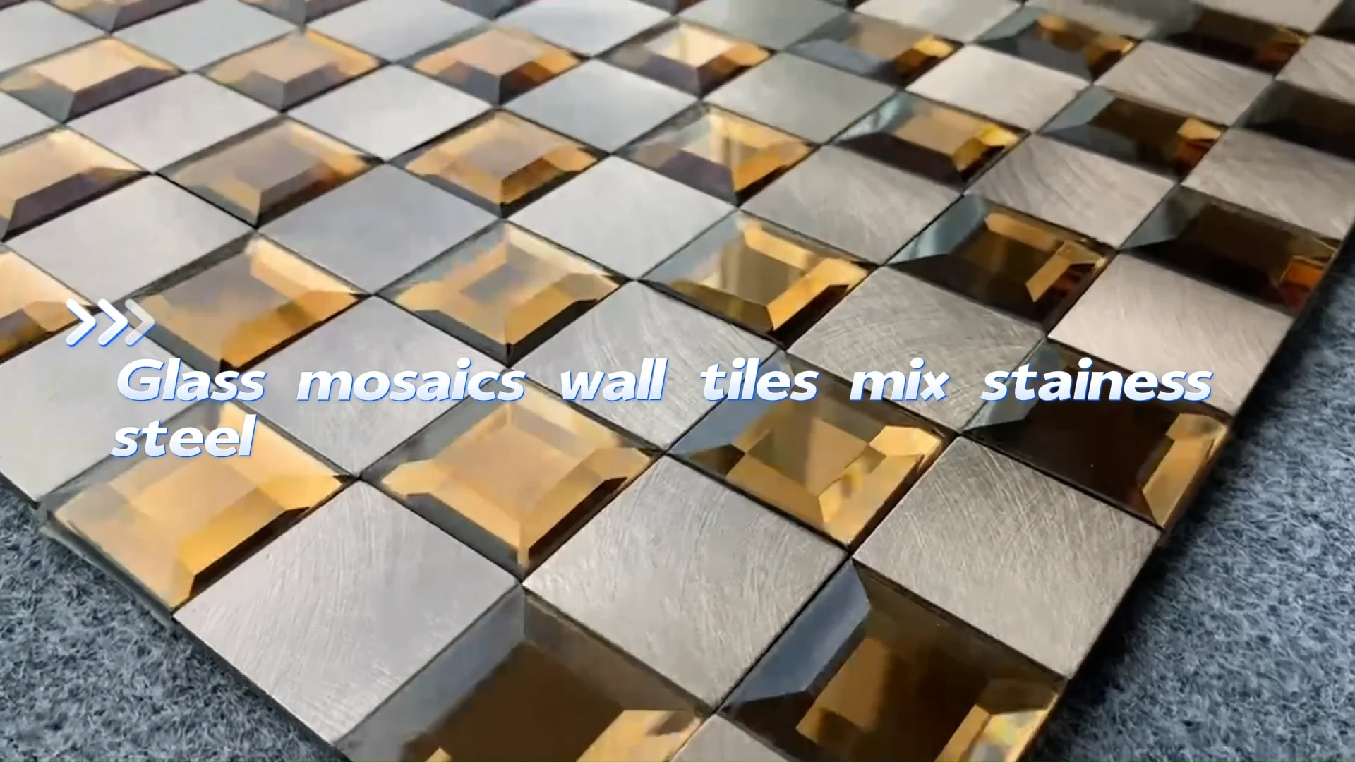 Luxury Wall Tiles 304 Stainless Steel Brushed Square Gold Metal Mosaic ...