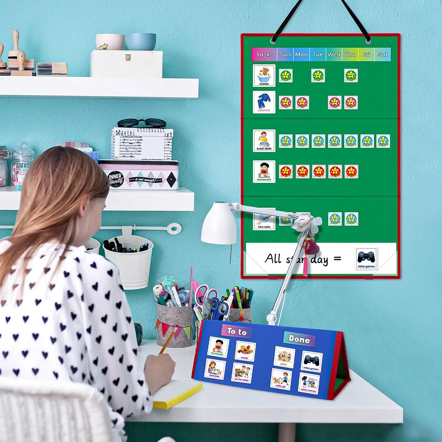 Custom Logo Visual Schedule Chart for Kids with Autism Fabric Chore ...