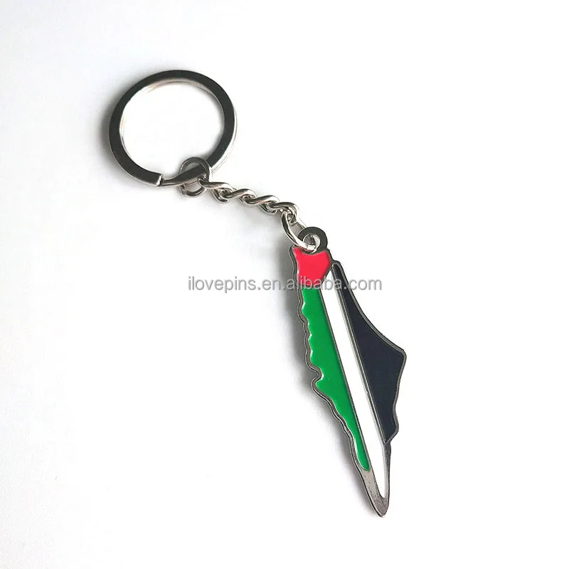 Palestine Map Flag Key Chain Nickle Plating Soft Enamel Finish Stamping ...