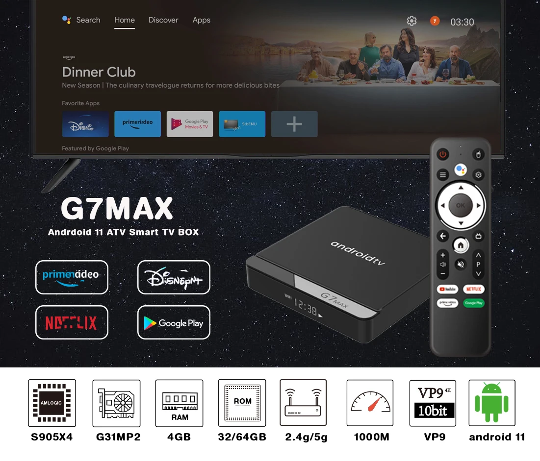 G7 Max ATV Box - Android 11, 4GB RAM, 32GB Storage