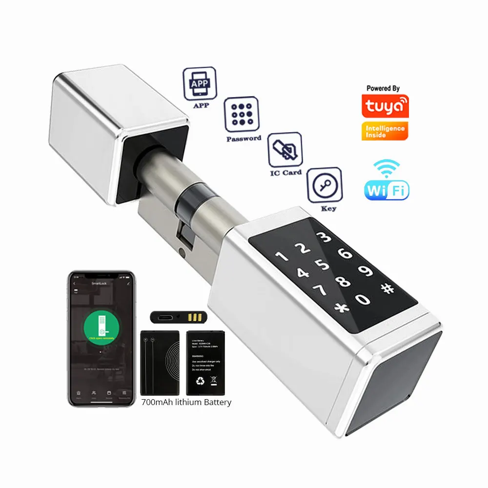 Remote Control Smart Europe Cylinder Password Digital Electric Tuya App ...
