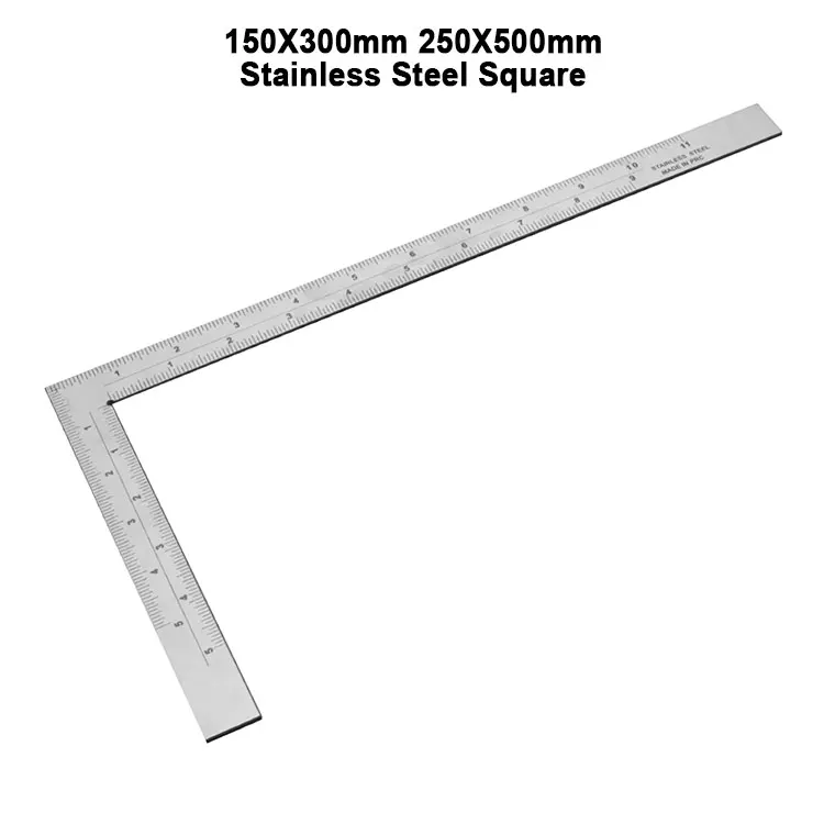 150x300mm 250x500mm Stainless Steel Square Ruler With Metric And Inch ...