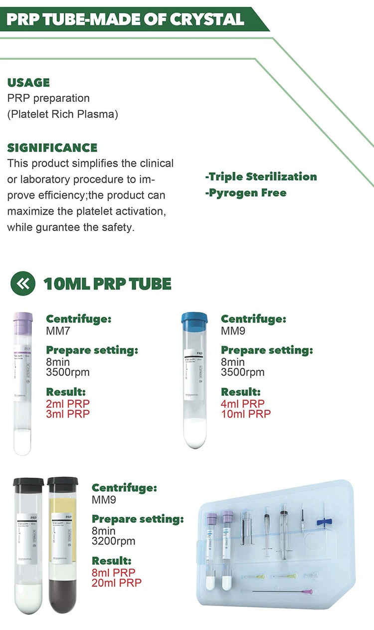 Medical Prp Kit Korea 8ml/ 10ml/ 12ml/ 15ml/ Sodium Citrate Separating ...