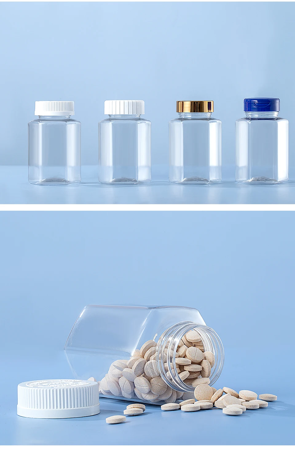 Plastic Pill Bottles - Durable 250CC PET Capsule Containers