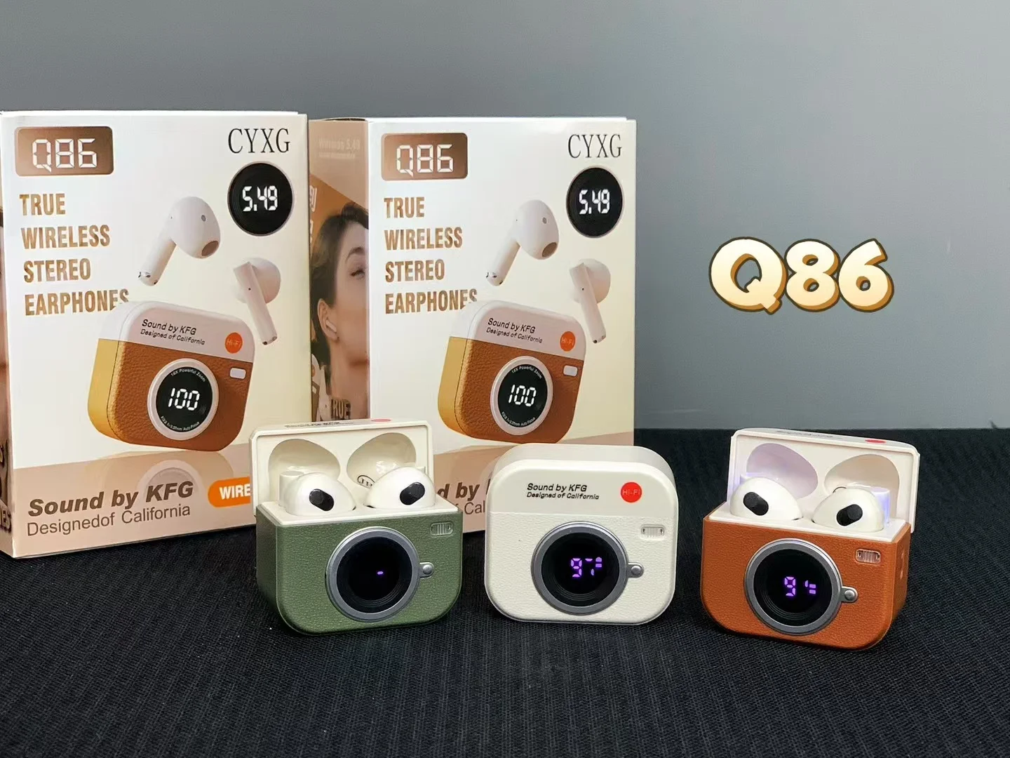 Q86 Retro Camera Design TWS Earphones with Noise Cancelling