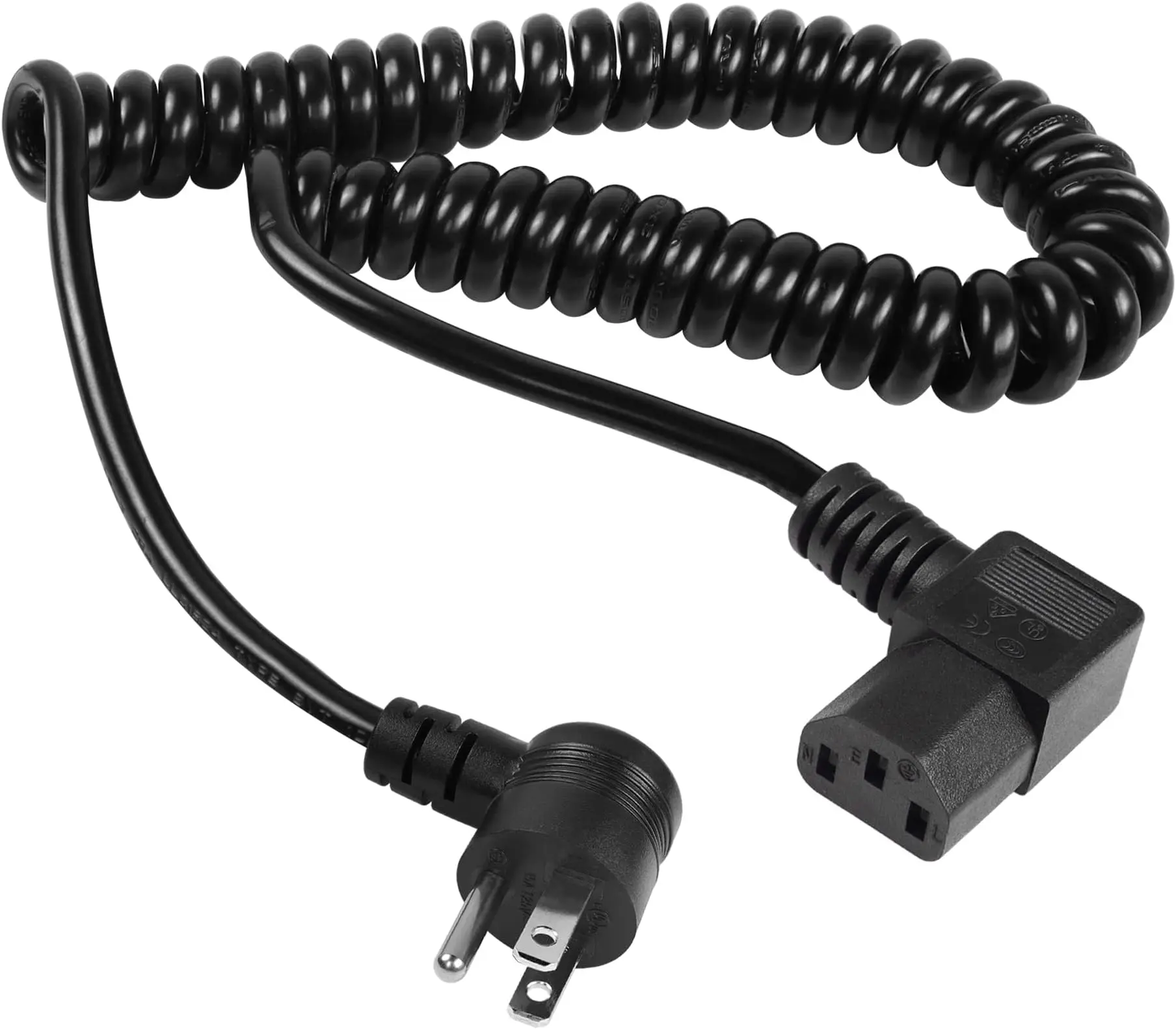 3 Prong 18AWG NEMA 5-15P to IEC320 C13 Power Spring Spiral Coild ...