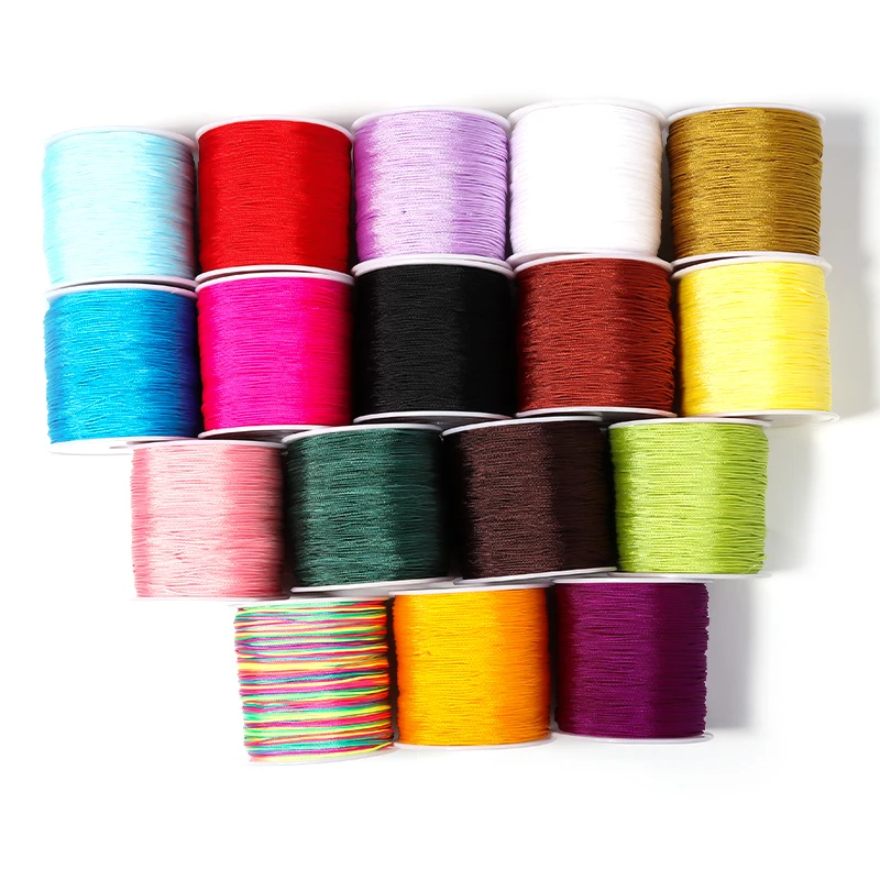 90-120m 0.8mm/1.0mm Nylon Cord Thread Mix Color Chinese Knot Macrame ...