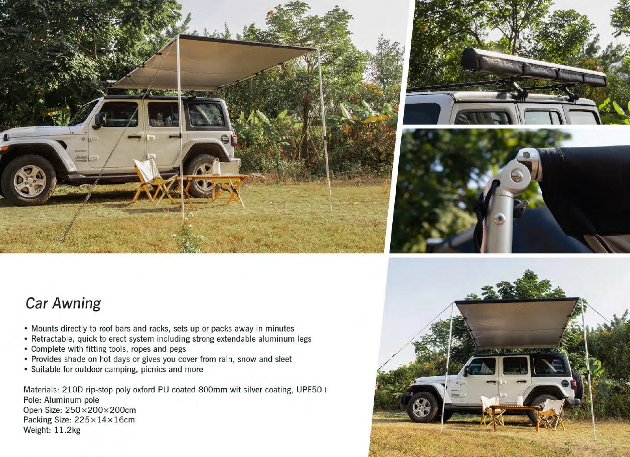 Retractable Car Roof Top Tent Side Aluminum Awning 4x4 Vehicle 4wd ...