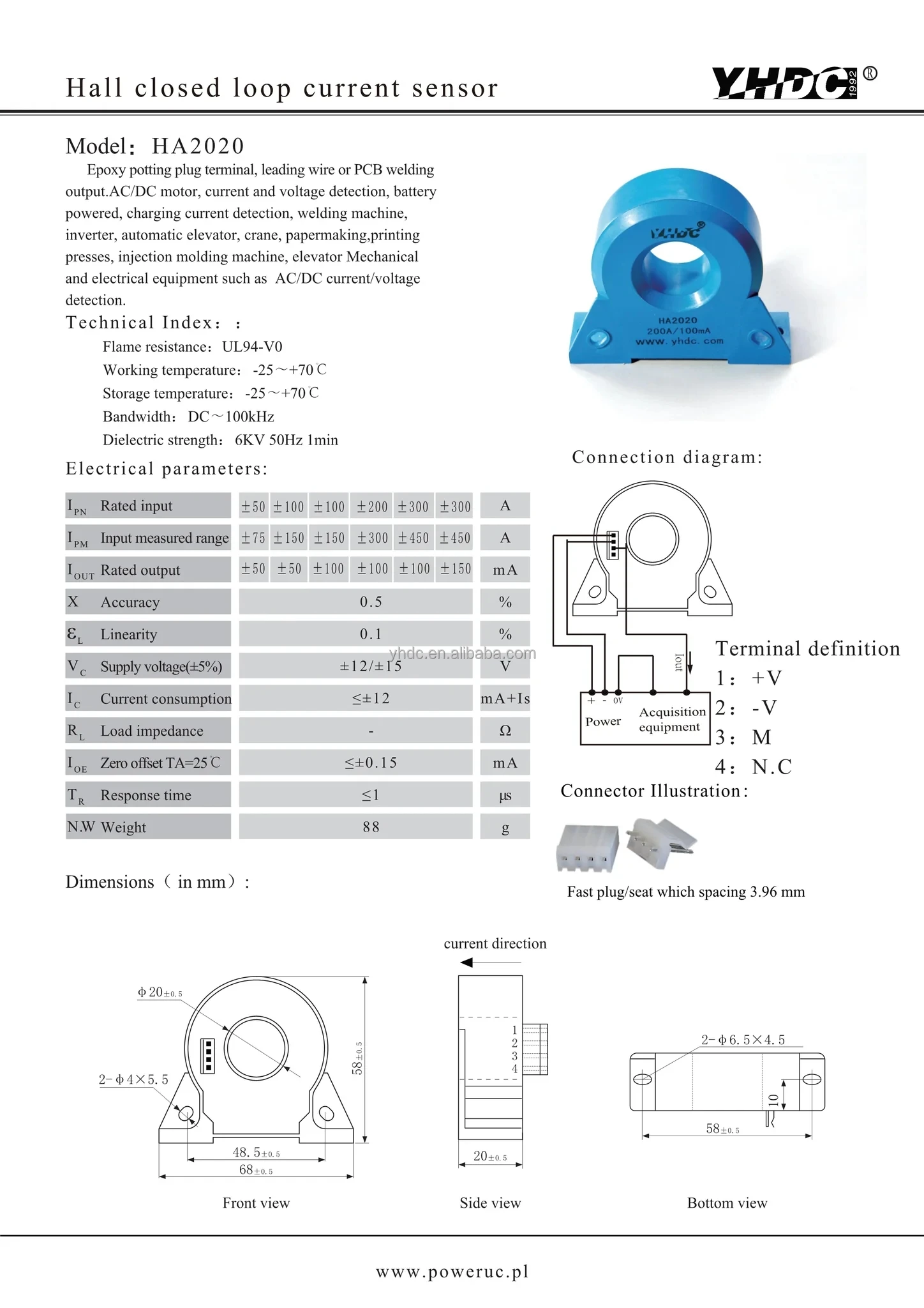 Hall Effect Current Sensor Ac/dc Current Transducer 100a/100ma Ha2020 ...