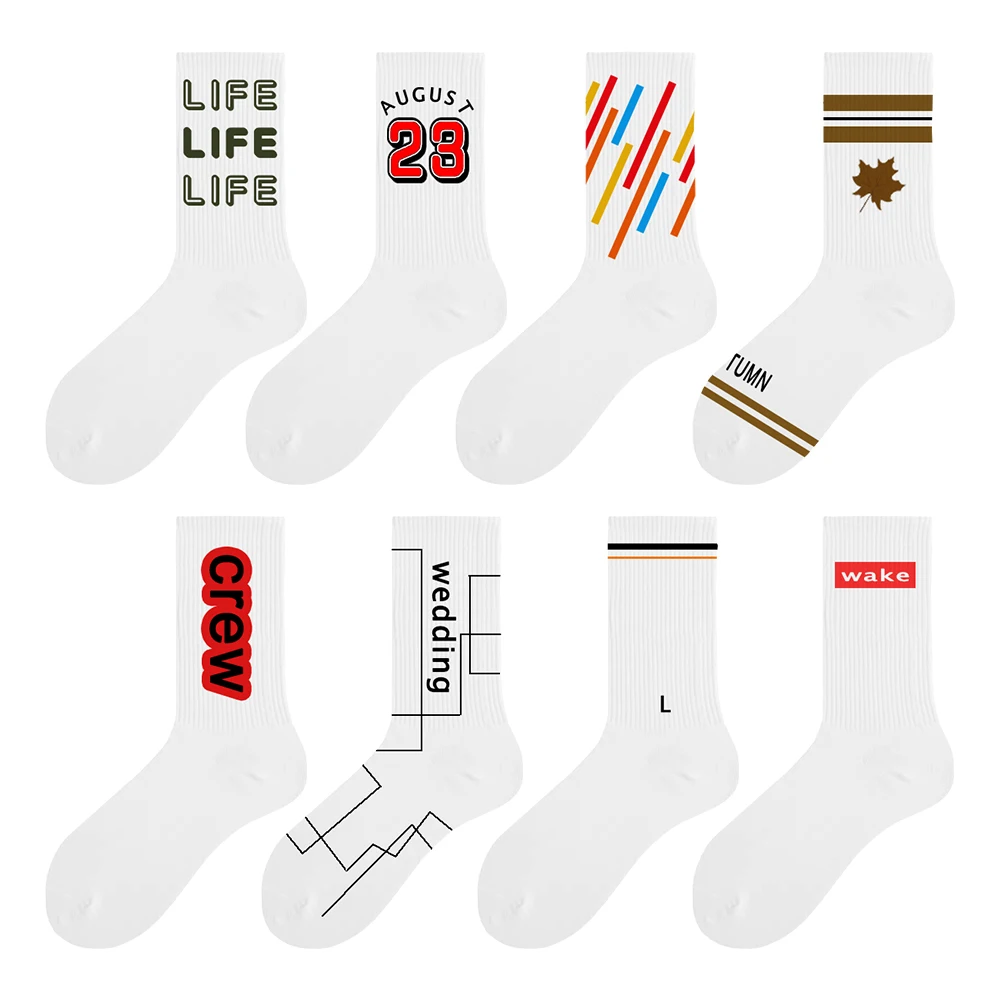 Custom Logo Socks Brand Embroidered Crew Printed Socks Mens Cotton ...