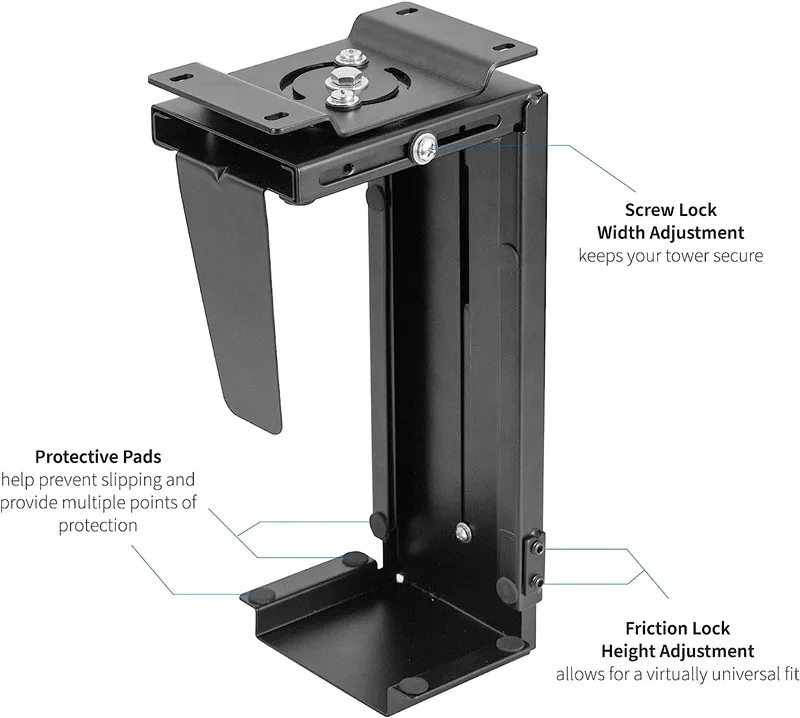 Adjustable Under Desk & Wall PC Case Rack Mount Holder - OEM