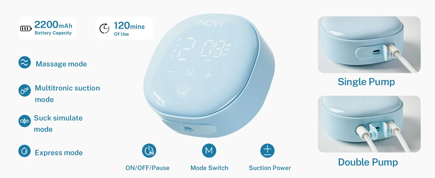 Ncvi New Electric Breast Milk Collector Rechargeable Hands Free ...