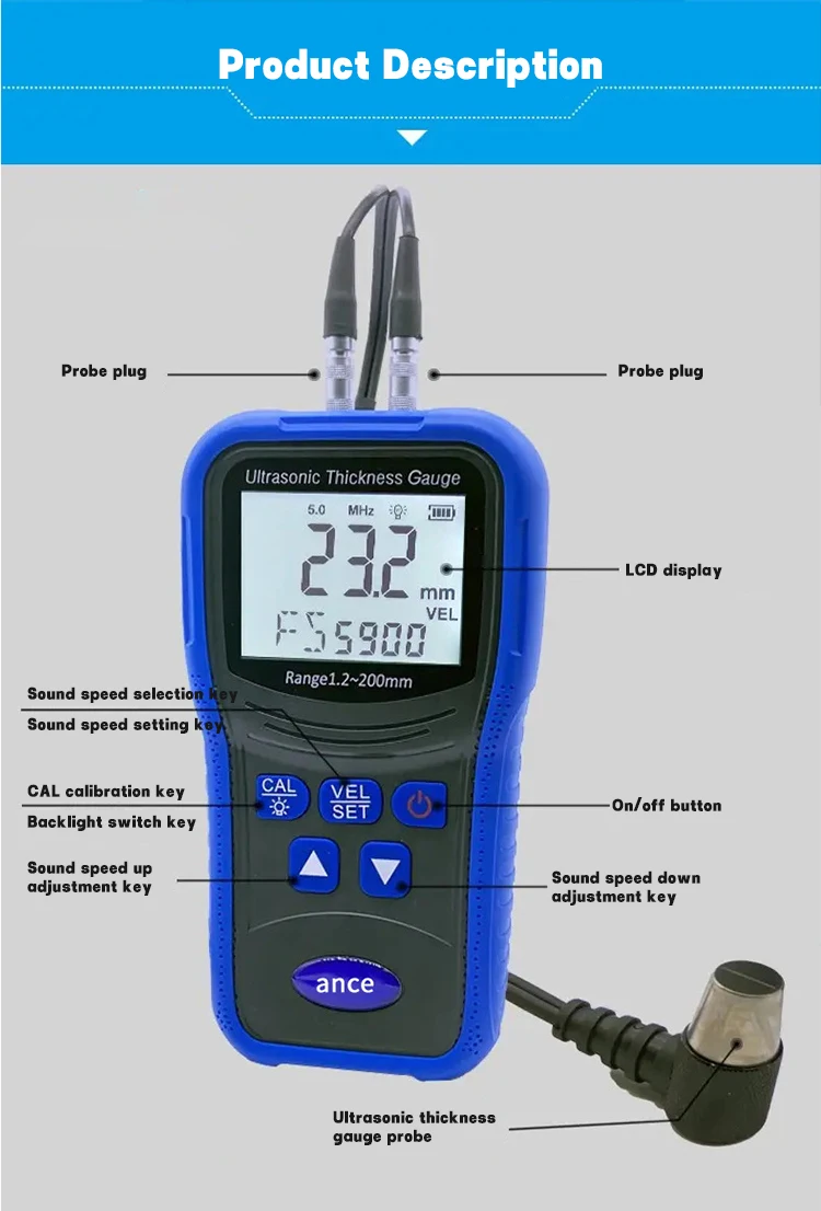 Tm130d Industrial Digital Ultrasonic Thickness Gauges / Steel,Metal ...