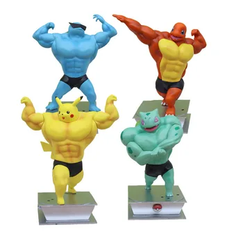 Fitness Muscle Pikachu Charmander Squirtle Pokemons Anime Action Figure ...