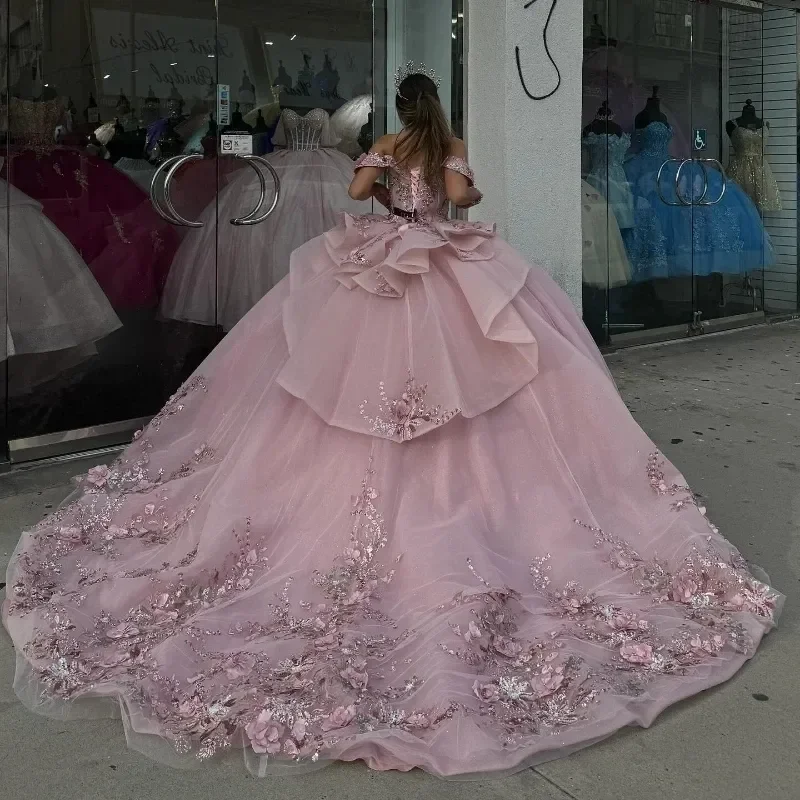 Sparkling Pink Sweetheart Quinceanera Dress by Morili