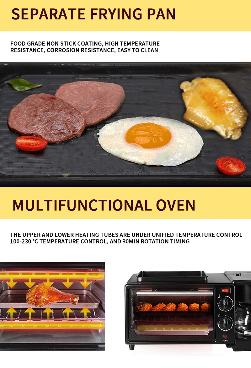 1050W Multi-Functional Breakfast Cooker Sandwich Maker Electric Coffee ...