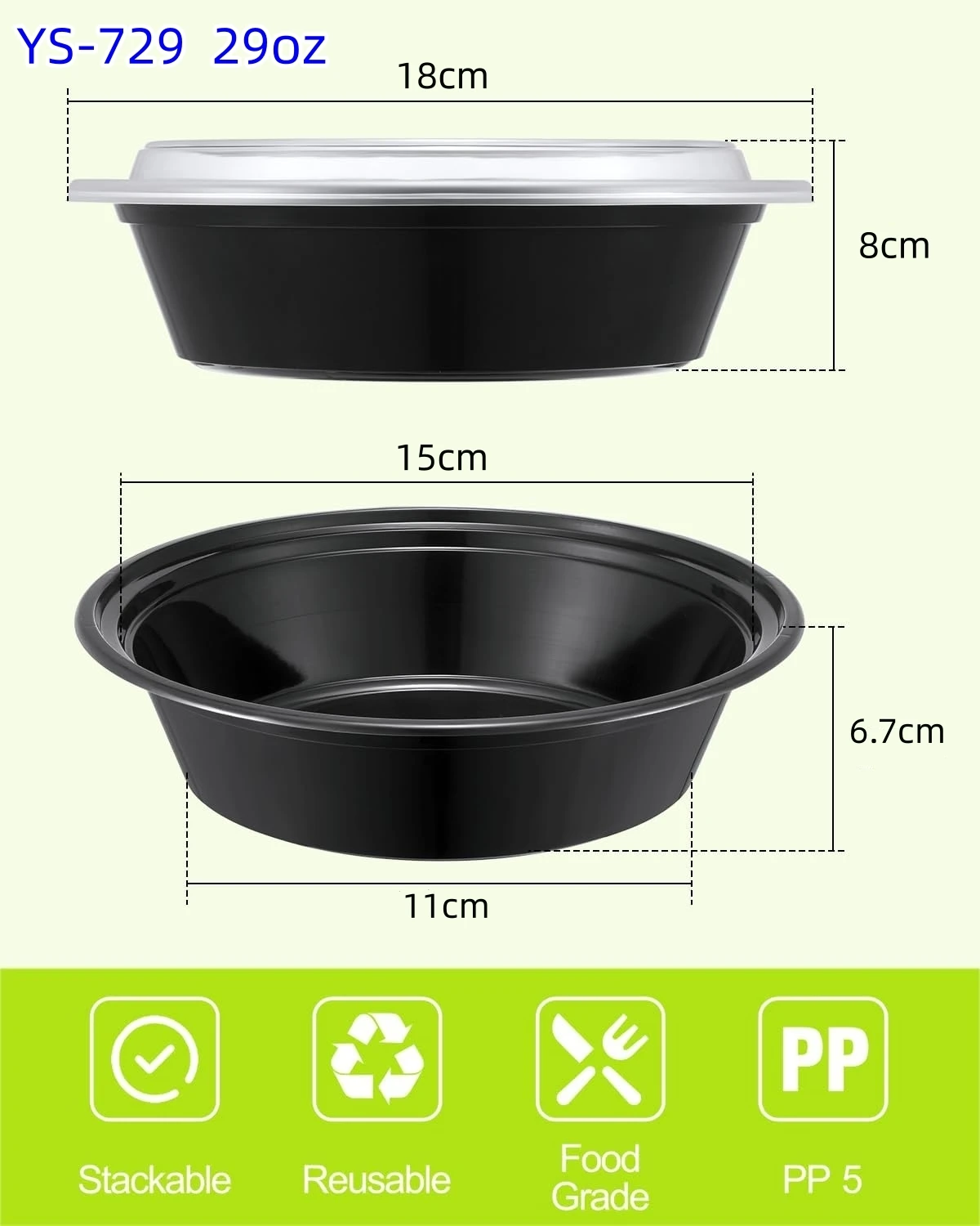 Meal Prep Container With Lid 29oz. Disposable Deli Container,Round ...