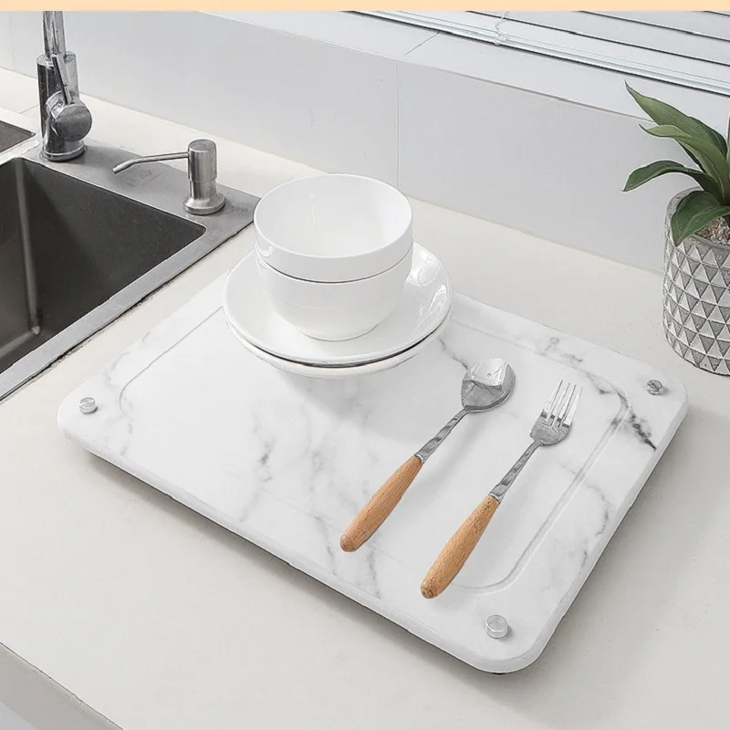 Stone Dish Drying Mat Diatomite Mud Quickly Dry Kitchen Mat Stone Dish ...