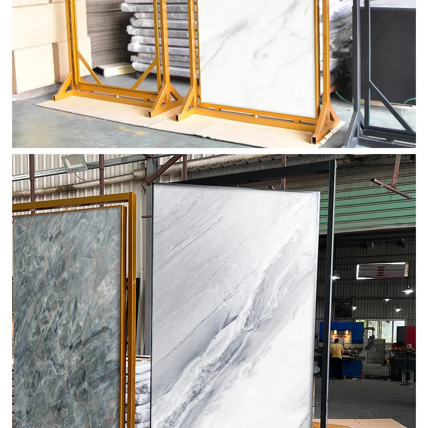Factory Marble Custom Rotate Metal Stone Sample Stand Showroom Panel ...