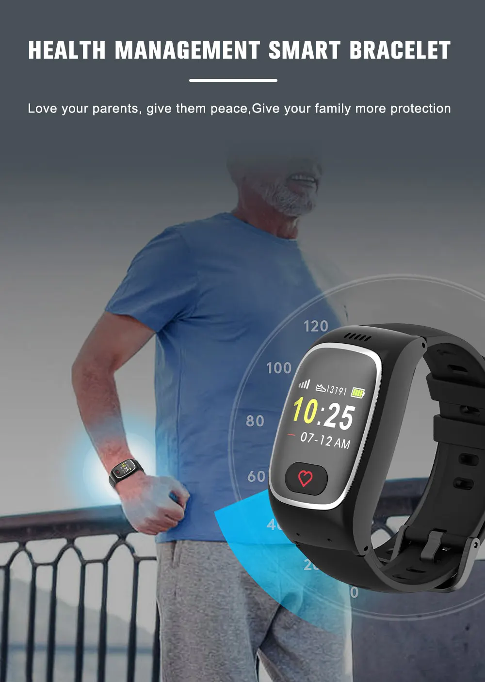 NH66 SOS GPS Elderly Smart Wrist Watch - Fall Detection