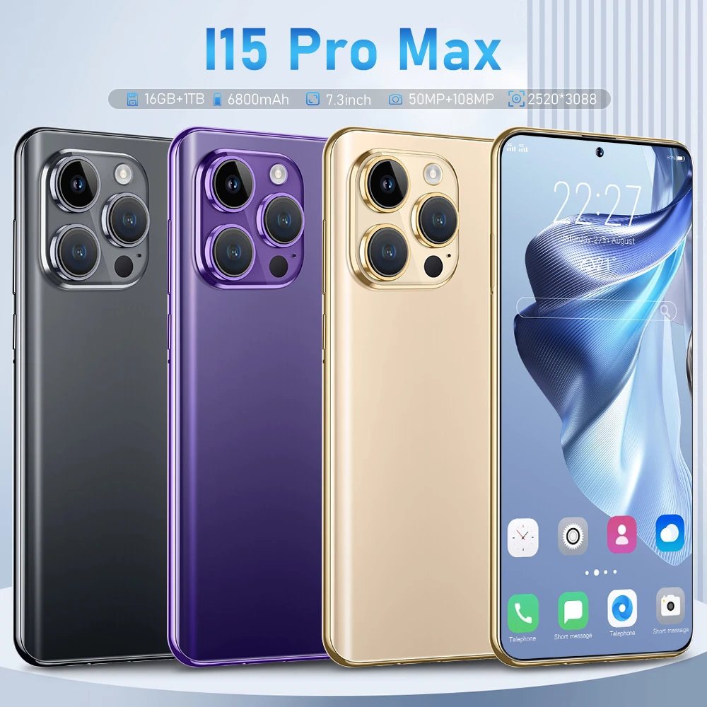 Global Edition I15 Pro Max 5g Phone Full Screen 4g Unlock Smartphone 16gb 1tb Android 13 Mobile ...
