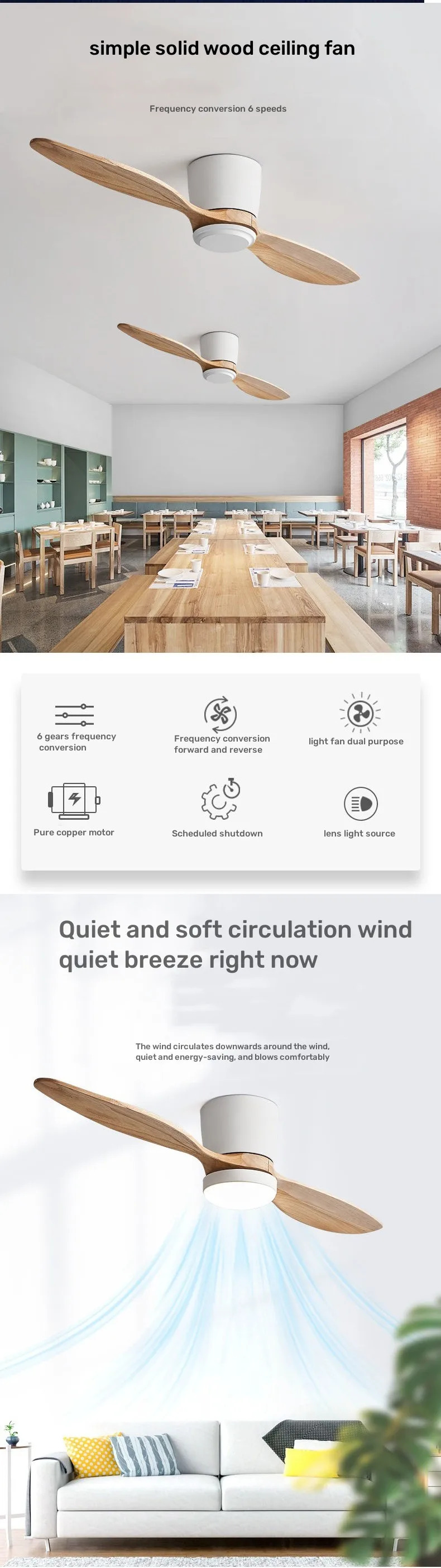 Modern Ceiling Fan 2 Best Wood Wooden Blade Dc Motor Decorative Ceiling ...