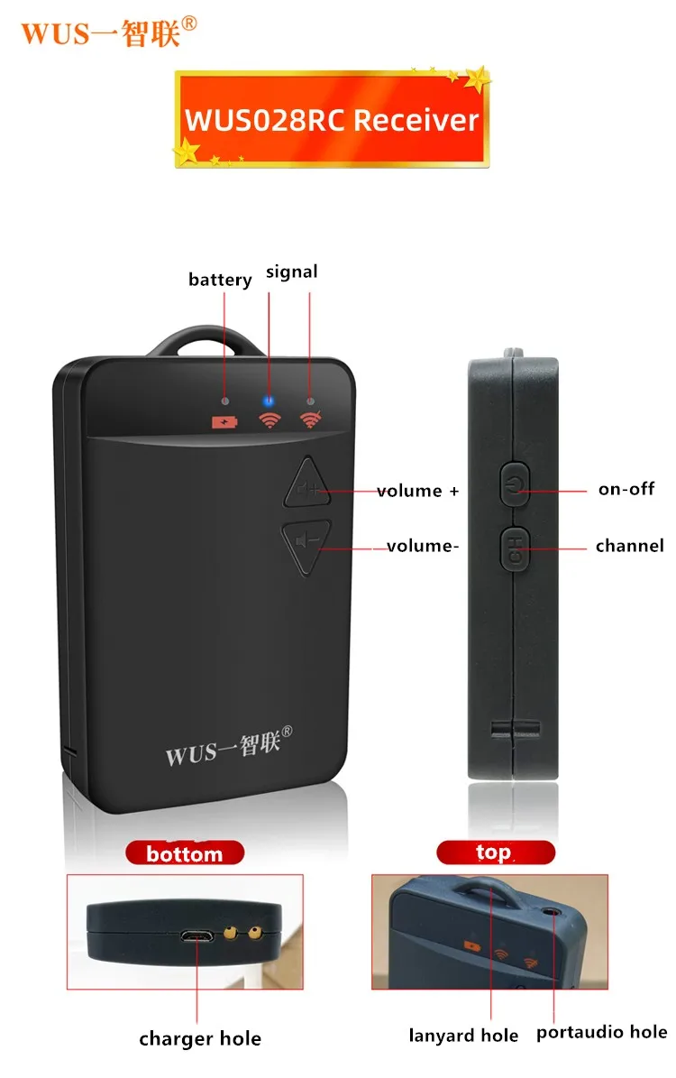 99 Channels Portable Mini Rechargeable Tour Guide Equipment,Wireless Tour Guide Microphones and ...