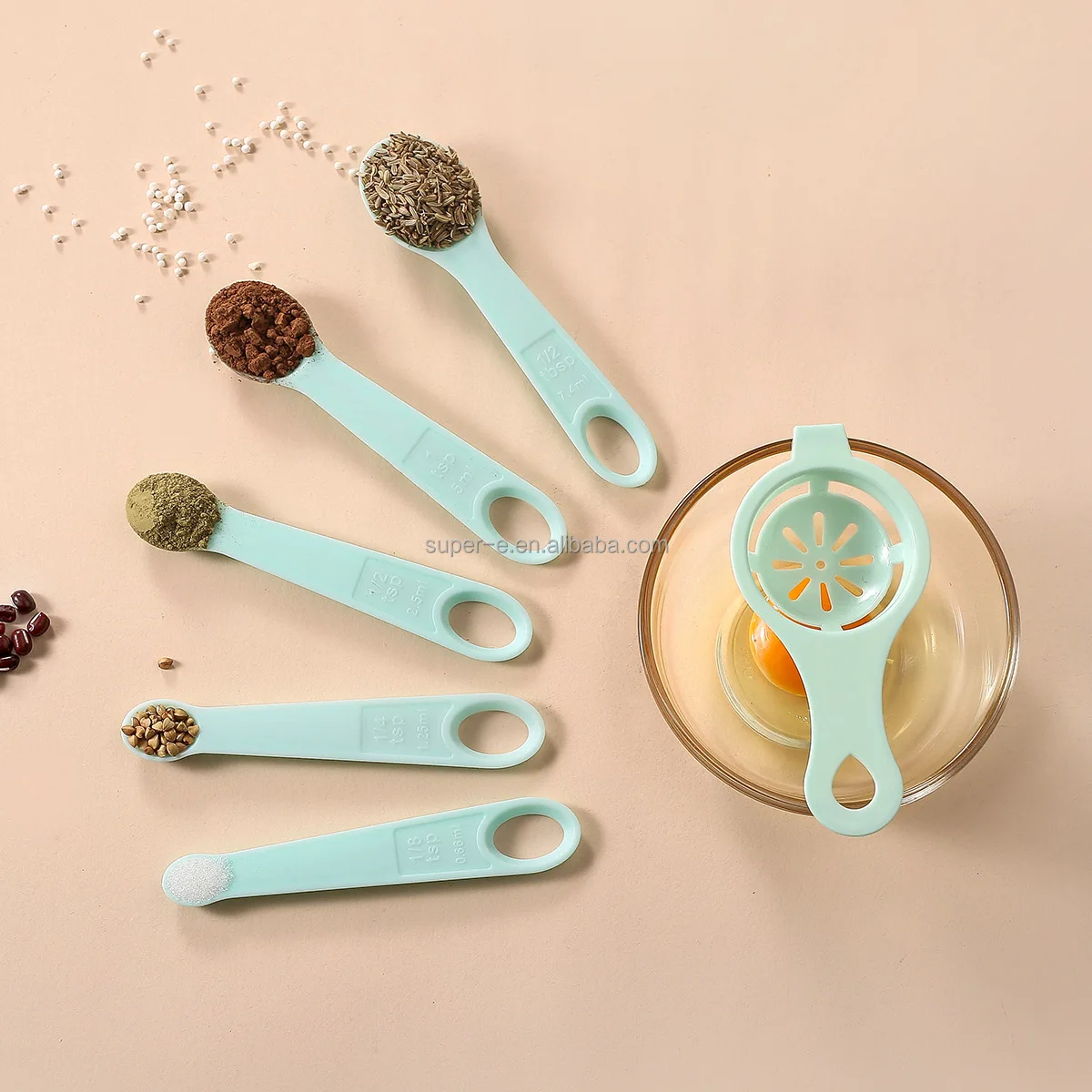 Custom Home Baking Tools 6 In1 Plastic Egg Separator Measuring Spoon ...