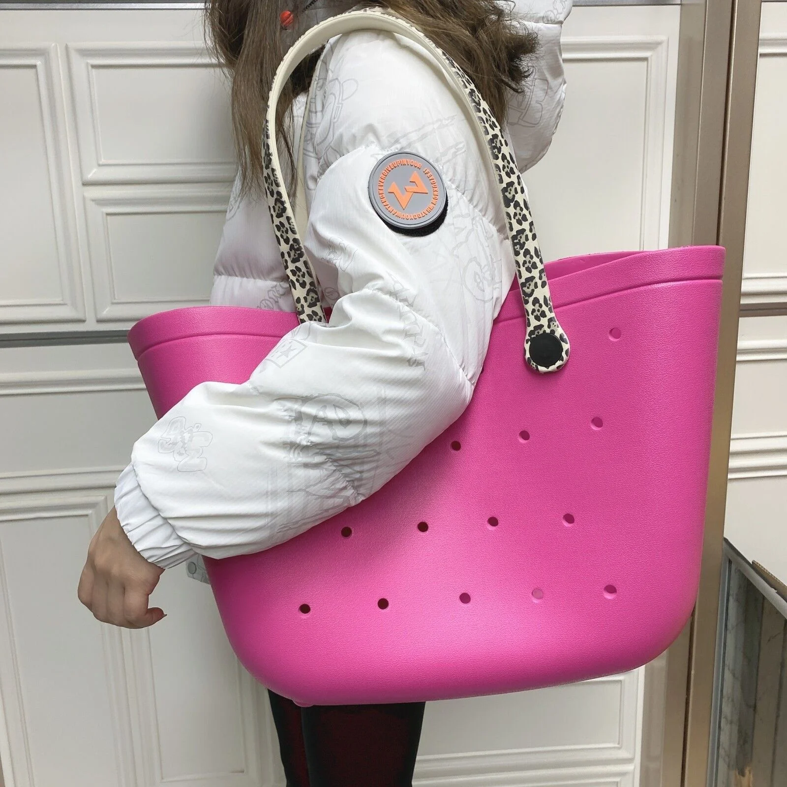 Ladies Handbag Eva Bag with Holes New Color Beach Bag Silicone Charms ...