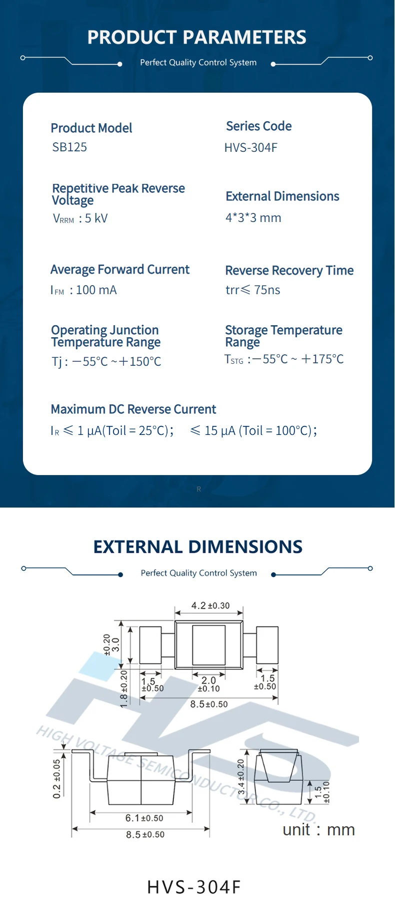 Sb125,5kv 100ma 75ns,Hv Diode,Surface Mount Super-fast Recovery High ...