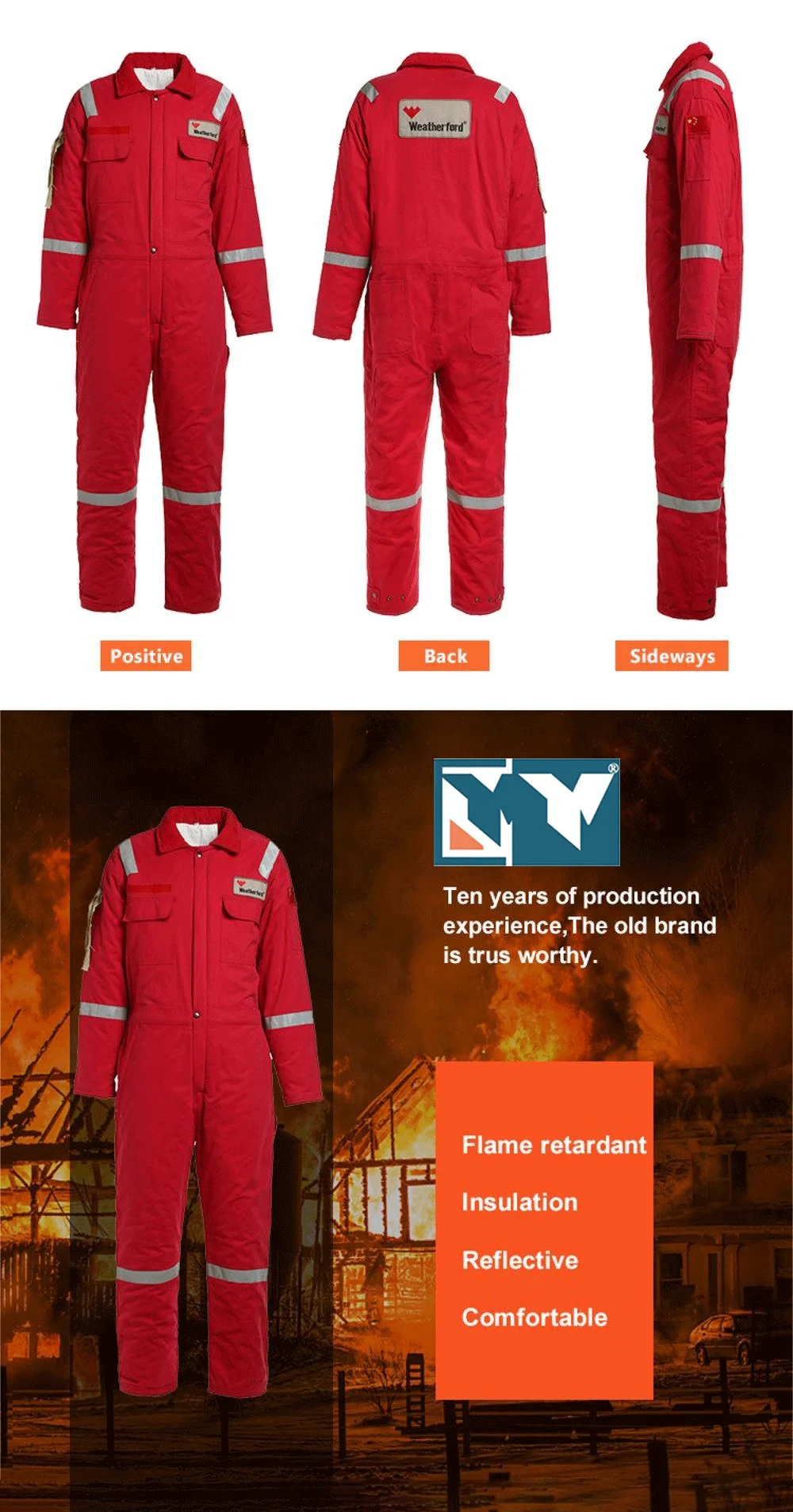 Hot Work Suits - Red Work Overalls with Anti-Static & Flame Retardant