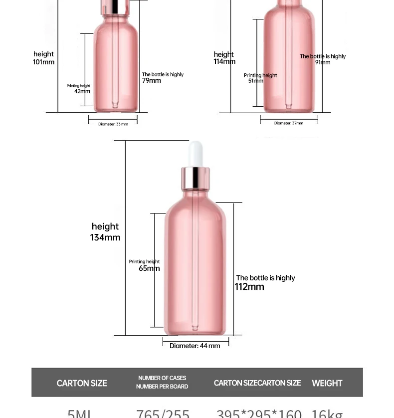 Cheap Price 50ml Cosmetic Glass Dropper Essential Bottle 1oz 30ml Pink ...