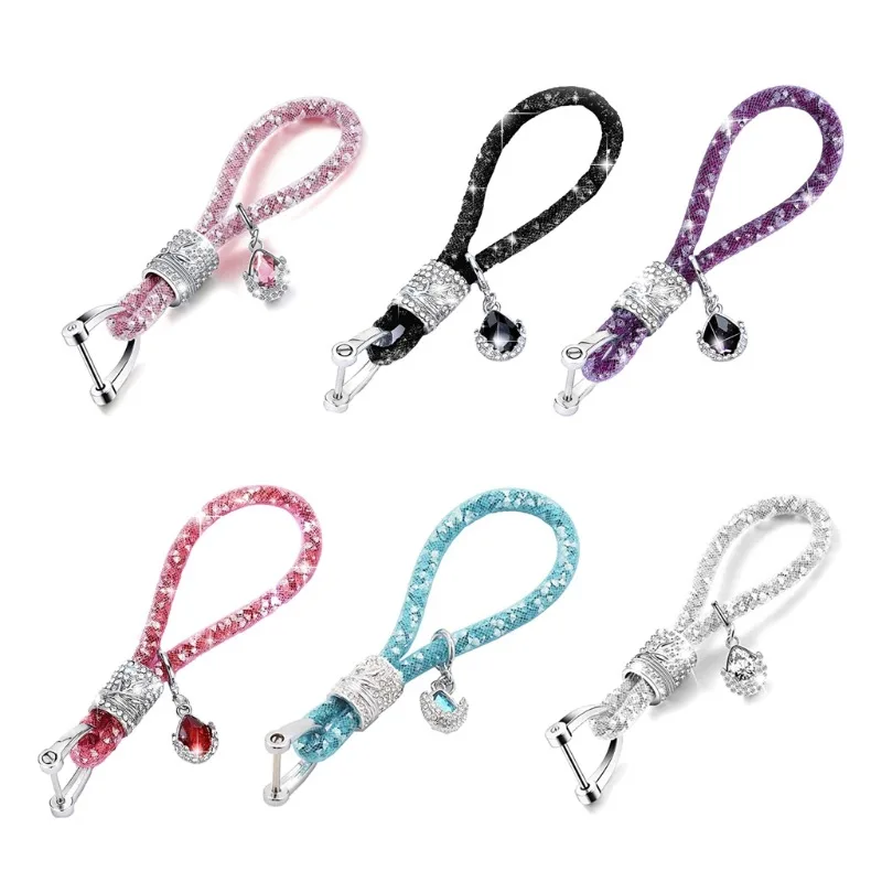 Crystal Bling Key Chains Women Wrist Strap Glitter Rhinestone Keychain ...