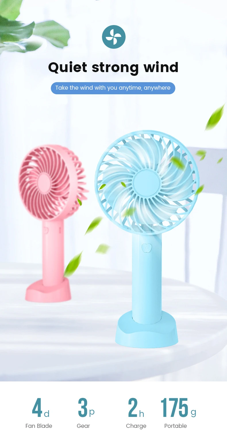 Portable USB Handheld Fan - Rechargeable Battery Mini Fan for Home ...