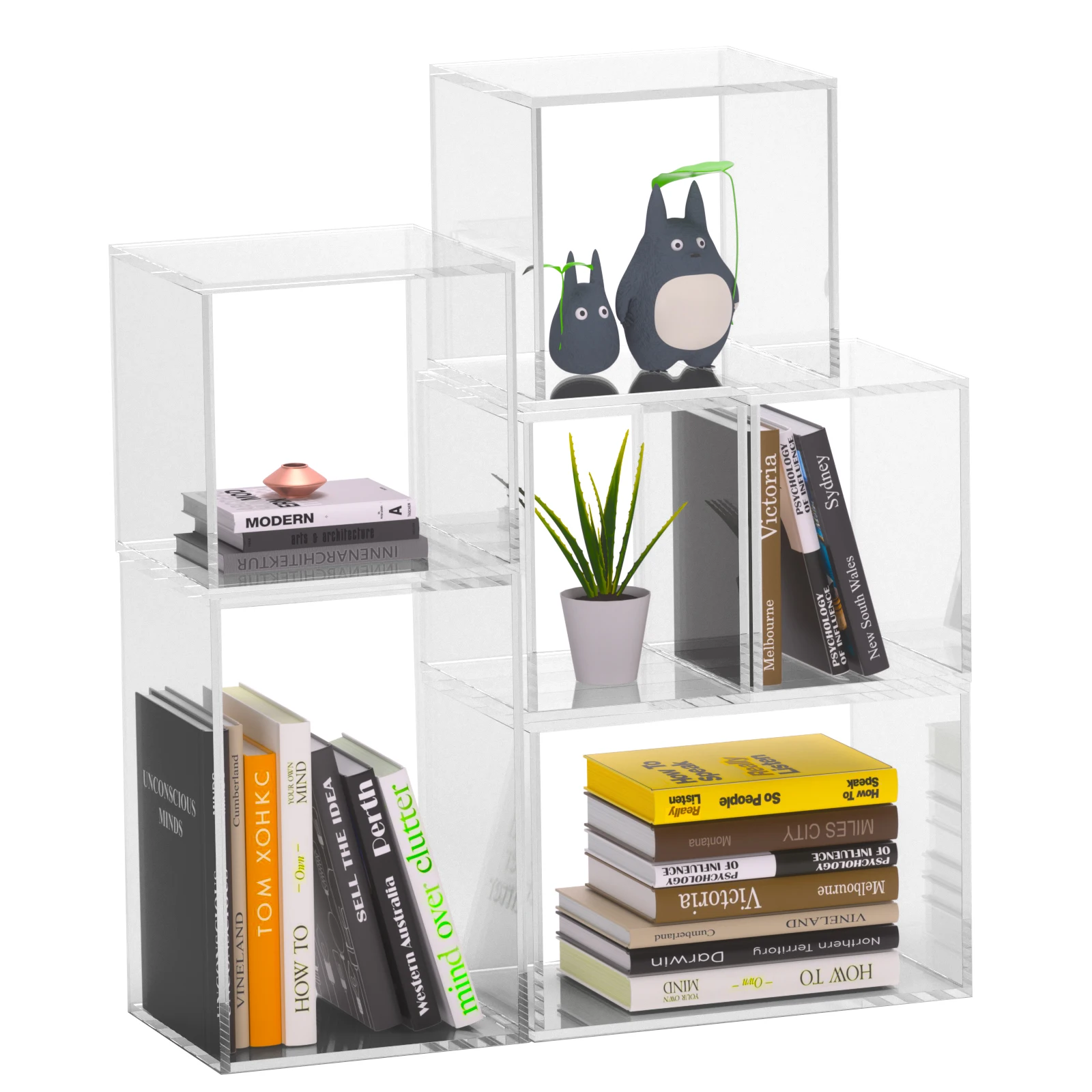 Clear Acrylic Book Shelf - Stackable Cubes Set, Custom Display Storage ...