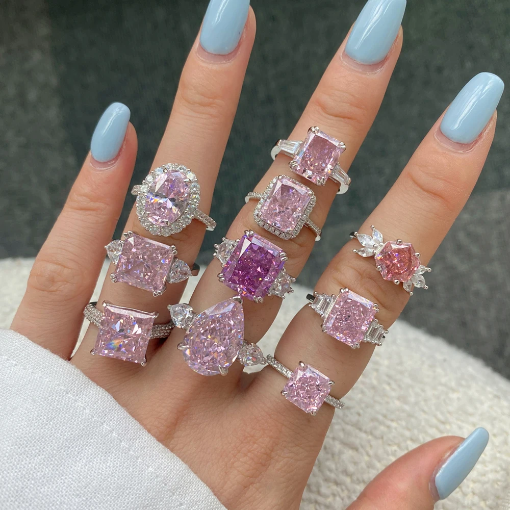 Exquisite 8A Crushed Iced Out CZ Wedding Rings - S925 Silver