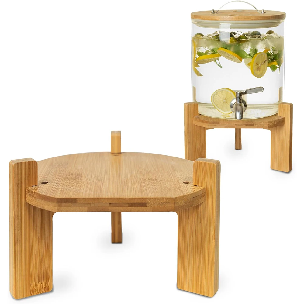 Wooden Beverage Dispenser Stand Bamboo Drink Dispenser Stand Fits 6-8 ...