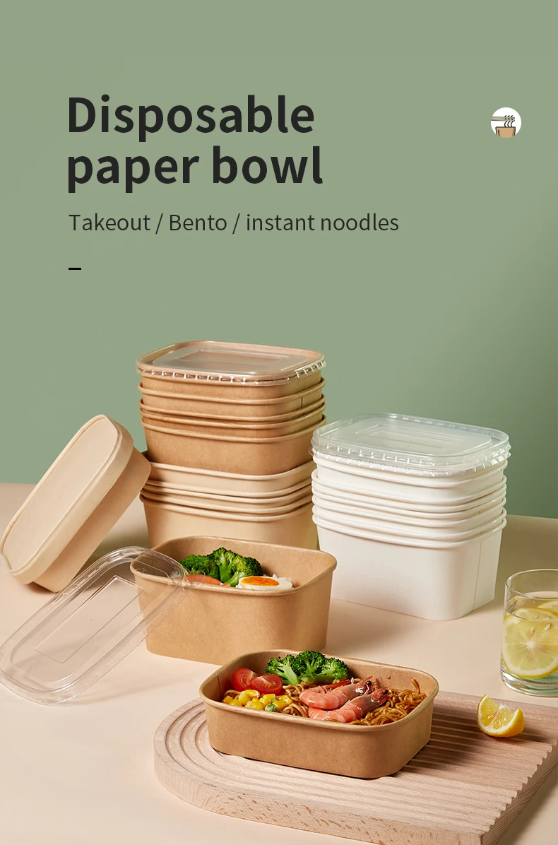 Wholesale Custom Disposable Biodegradable Square Kraft Paper Food Take ...