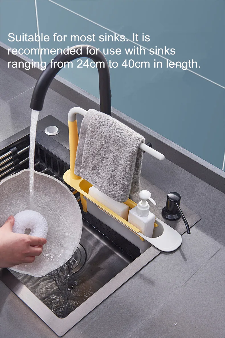 Telescopic Kitchen Gadgets Sink Shelf Storage Soap Sponge Rack Sink ...