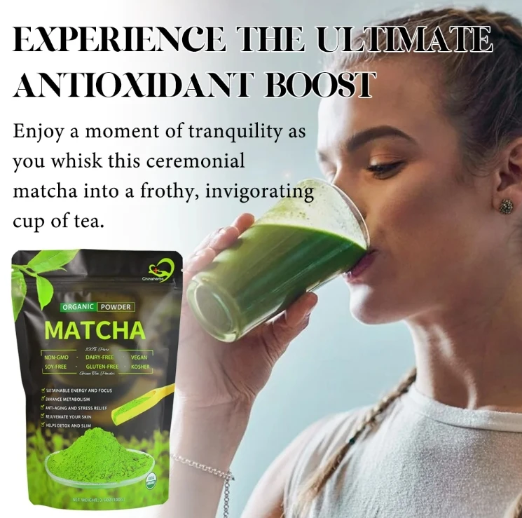 Customized Loge Pure Matcha Powder Organic Matcha Green Tea Certified ...